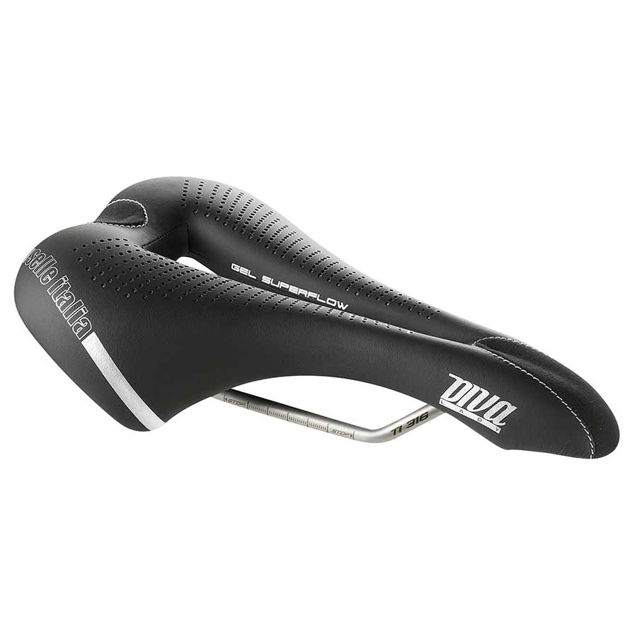 Selle Italia Diva Gel Flow Saddle L L3 Ti 316 Rail - Black – Cahaba Cycles